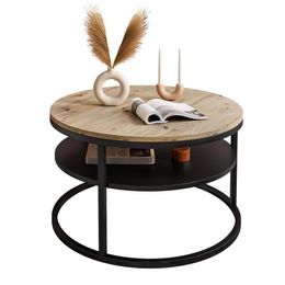 Lookway Couchtisch, Schwarz, Eiche, Holzwerkstoff, Rund, 70x49x70 cm, Wohnzimmer, Wohnzimmertische, Couchtische