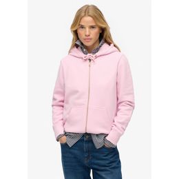 Superdry Damen Kapuzensweatjacke "Essential Logo Ziphood Hb", rosa, Gr. M, unifarben, Sweatware, Obermaterial: 70% Baumwolle, 30% Polyester,