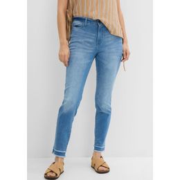 bonprix Damen 7/8-Jeans, blau, Gr. 36, unifarben, Denim/Jeans, Obermaterial: 76% Baumwolle, 16% Polyester, 7% Viskose, 1% Elasthan, Jeans,