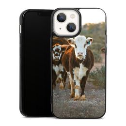 DeinDesign iPhone 13 Mini Handy Slim Case extra d&uuml;nn Silikon Handyh&uuml;lle schwarz H&uuml;lle Cow Farmer Calf Silikon Slim Case
