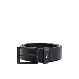 Tommy Hilfiger Herren Lederg&uuml;rtel "LAYTON 3.5 cm breit", blau, Gr. 80, Rindsleder, G&uuml;rtel, Metallpatch, Einfachdornschlie&szlig;e