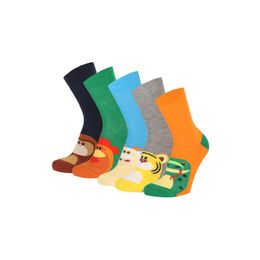 Yuhu Jungen Socken mit Tieren 5er Pack Motivsocken in Orange | Gr.: 23-26