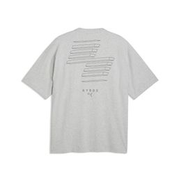 Puma Herren Trainingsshirt "M X HYROX LIFESTYLE TEE", grau, Gr. M, Jersey, Obermaterial: 100% Baumwolle, Shirts, regular fit, Kurzarm,