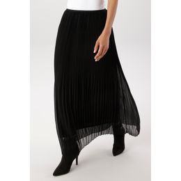 Damen Plisseerock, schwarz, Gr. 40, Aniston SELECTED, leicht durchscheinend, leicht transparent, unifarben, Web, Obermaterial: 100% Polyester.
