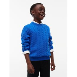 Tommy Hilfiger Jungen Strickpullover "COTTON CABLE SWEATER", blau, Gr. 7, Strick, Obermaterial: 100% Baumwolle, Pullover, f&uuml;r Kinder bis 16 Jahre,