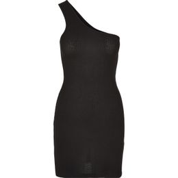 Urban Classics Damen A-Linien-Kleid "Urban Classics Damen Ladies Rib One Shoulder Dress", schwarz, Gr. XXL, unifarben, 77% Polyester, 19% Viskose, 4%