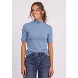 Street One Damen T-Shirt, blau, Gr. 36, unifarben, Web, 95% Baumwolle, 5% Elasthan, Shirts, im soften Baumwoll-Mix