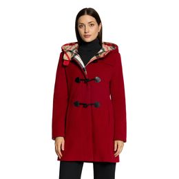 Gil Bret Damen Dufflecoat, rot, Gr. 48, unifarben mit Farbeinsatz, Fleece, Obermaterial: 75% Wolle, 20% Polyamid, 5% Kaschmir, M&auml;ntel, Dufflecoat mit