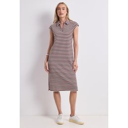 Street One Damen Midikleid, braun, Gr. 46, gestreift, Web, 75% Baumwolle, 25% Polyester, Kleider, im Streifendesign
