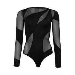 OW Collection Shirt Bodysuit 'Spiral' female size M Black