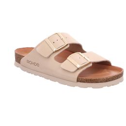 Rohde Damen Pantolette "SUNNYS N12", Gr. 35, beige, Leder, unifarben, Schuhe, Sommerschuh, Hausschuh mit zwei Schnallenverschl&uuml;sse