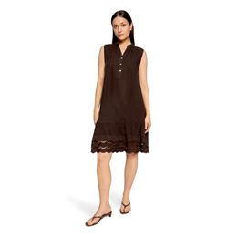 Cartoon Damen Druckkleid "Damen mit Stickerei"dunkelbraun, Gr. 36, Obermaterial: 100% Leinen, Kleider