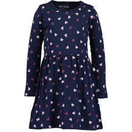 Blue Seven M&auml;dchen Jerseykleid, blau, Gr. 104, bedruckt, Single Jersey, Obermaterial: 100% Baumwolle, Kleider, Baumwolle