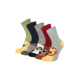 Yuhu Jungen Socken mit Tieren 5er Pack Motivsocken in Olivgr&uuml;n | Gr.: 23-26