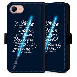 DeinDesign iPhone 16e Handy Klapph&uuml;lle Handyh&uuml;lle aus Kunst Leder schwarz Flip Case Star Wars Obi-Wan Kenobi Lightsaber Sideflip mit Lasche