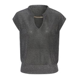 Lascana Kurzarmpullover in schwarz-silberfarben | Gr.: 36-38