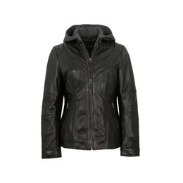 Jilani Lederjacke Lammnappa Kapuze in Schwarz | Gr.: 46