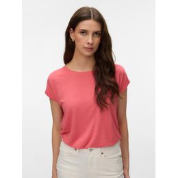 V&eacute;ro Moda VERO MODA Damen Rundhalsshirt "VMLAVA PLAIN SS TOP LUREX STRIPE", rosa, Gr. S, gestreift, Jersey, Obermaterial: 82% Viskose, 8% Polyester, 5%