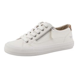 Mustang Shoes Damen Sneaker "Ulla", Gr. 37, wei&szlig;, Lederimitat, Schuhe, Freizeitschuh, Halbschuh, Schn&uuml;rschuh mit Au&szlig;enrei&szlig;verschluss