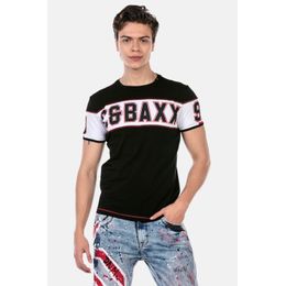 Cipo & Baxx CIPO & BAXX Herren T-Shirt "T-Shirt", schwarz, Gr. XL, bedruckt, 95% Baumwolle, 5% Elasthan, Shirts, modischer Markenprint als Highlight