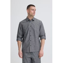 Blend Herren Langarmhemd "BHABAN SHIRT PP NOOS", grau, Gr. L, Leinenoptik, unifarben, Web, Obermaterial: 70% Baumwolle, 30% Leinen, Hemden, mit