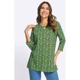 Classic Basics Damen Longshirt "Longshirt"eucalyptus, moos, bedruckt, Gr. 40, gebl&uuml;mt, gemustert, 100% Baumwolle, Shirts