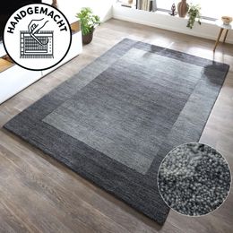Wollteppich Theko, B:60cm H:9mm L:90cm, grau, Wolle, Wohnzimmer, Teppiche, "Gabbeh Super, Handweb, auch als L&auml;ufer erh&auml;ltlich, reine Wolle",