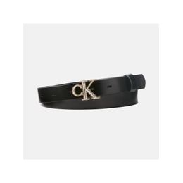 Calvin Klein Damen Lederg&uuml;rtel "ROUND CK 2COLOR BUCKLE SMOOTH 25", schwarz, Gr. 80, unifarben, Rindsleder, G&uuml;rtel, Regular fit und gr&ouml;&szlig;enverstellbar