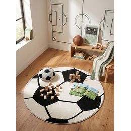 KADIMA DESIGN Kinderteppich Kinder-Motiv Kinderzimmer pflegeleicht Motiv in Schwarz-Wei&szlig; | Gr.: 120 cm rund
