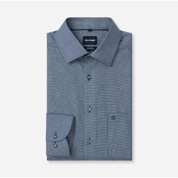 OLYMP Herren Langarmhemd "Luxor", blau, Gr. 41, Web, Obermaterial: 100% Baumwolle, Hemden, Businesshemd, New-Kentkragen, Modern Fit