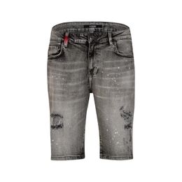 2Y Premium Herren Jeansshorts "2Y Premium Victor Ripped Slim Fit Shorts", grau, Gr. 34, unifarben, 97% Baumwolle, 3% Elasthan, Jeans