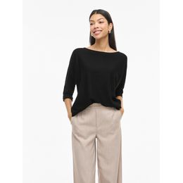 Vila Damen 3/4 Arm-Pullover "VIMALU BOATNECK 3/4 SLEEVE KNIT TOP-NOOS", schwarz, Gr. L, unifarben, Strick, Obermaterial: 50% Polyester, 30% Viskose,