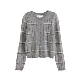 next Strickjacke Damen Gr&ouml;&szlig;e 4XL/5XL anthrazit / dunkelgrau / wei&szlig;