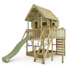 Stelzenhaus Smart PlayHouse mit Rutsche und Sandkasten - Stabiles Holz Garten-Spielhaus 2,32m H&ouml;he - Sicherer Spielspa&szlig; f&uuml;r Kinder von Wickey