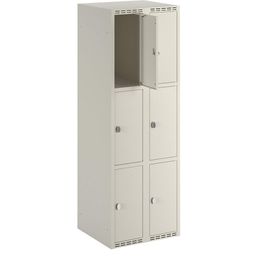 3er-Schlie&szlig;fachschrank Fydor, 2 Abteile, wei&szlig;, B 600 mm, flache Dachform, Vorh&auml;ngeschloss kaiserkraft
