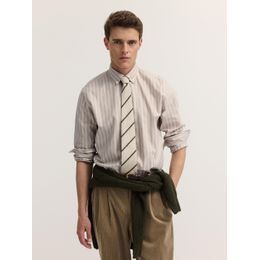 Bugatti Herren Langarmhemd "Modern Fit", beige, Gr. XL, unifarben, 100% Baumwolle, Hemden, Modern Fit Poplin Button-Down-Kragen