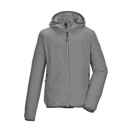 Killtec Jungen Fleecejacke "KOW 246 BYS FLC JCKT", grau, Gr. 128, Obermaterial: 100% Polyester, Jacken, Gestreifte Kinder Fleecejacke mit Kapuze,