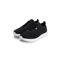 Tommy Hilfiger Damen Keilsneaker "TH KNIT RUNNER", Gr. 40, schwarz-wei&szlig;, Textil, Schuhe, Freizeitschuh, Halbschuh, Schn&uuml;rschuh mit Logoflaggen-Element