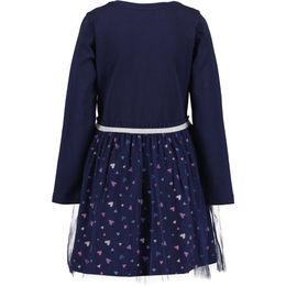 Blue Seven M&auml;dchen Jerseykleidnachtblau, Gr. 98, bedruckt, unifarben, Single Jersey;T&uuml;ll, Obermaterial: 95% Baumwolle, 5% Elasthan, Kleider, mit