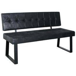 Livetastic Sitzbank, Schwarz, Metall, Textil, 2-Sitzer, 140x85x56 cm, Esszimmer, B&auml;nke, Sitzb&auml;nke