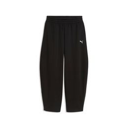 Puma Damen Trainingshose "ESS RELAXED BARREL LEG PANTS FL", schwarz, Gr. S, unifarben, Fleece, Obermaterial: 66% Baumwolle, 34% Polyester, Hosen, mit