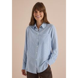 Cecil Damen Hemdbluse, blau, Gr. M, gestreift, Stoff, 100% Viskose, Blusen, mit durchgehender Knopfleiste vorn