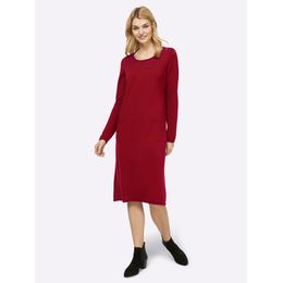 Heine Damen Strickkleid "Strickkleid", rot, Gr. 46, unifarben, Jersey, 60% Viskose, 40% Baumwolle, Kleider