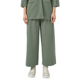 QS Damen Culotte, gr&uuml;n, Gr. 34, unifarben, Web, Obermaterial: 95% Polyester, 5% Elasthan, Hosen, Sommerhose mit Knopf-Design am Gummibund