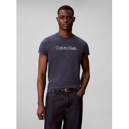 Calvin Klein Herren T-Shirt "LOGO GRAPHIC", blau, Gr. S, unifarben, Web, Obermaterial: 100% Baumwolle, Shirts, Regular fit mit Rundhalsausschnitt