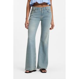 BOSS Orange Damen Weite Jeans "SOFT BOOTCUT 2.0 Premium Damenmode", blau, Gr. 32, unifarben, Denim/Jeans, Obermaterial: 86% Baumwolle, 13% Hanf, 1%