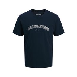 Jack & Jones JACK & JONES Herren T-Shirt "JJAVERY TEE SS CREW NECK", blau, Gr. L, bedruckt, Jersey, Obermaterial: 100% Baumwolle, Shirts, Baumwolle, regular fit
