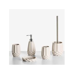 Beliani 5-tlg Badezimmer-Zubeh&ouml;r SAMIRIA in Beige | Gr.: onesize
