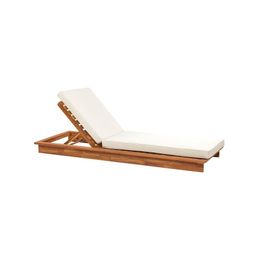 Beliani Gartenliege GRANARI in Braun/Wei&szlig; - (W) 70 x (H) 77 x (L) 190 cm | Gr.: onesize