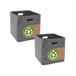 DuneDesign 2er Set Filz Aufbewahrungskorb Mara in Grau | Gr.: onesize